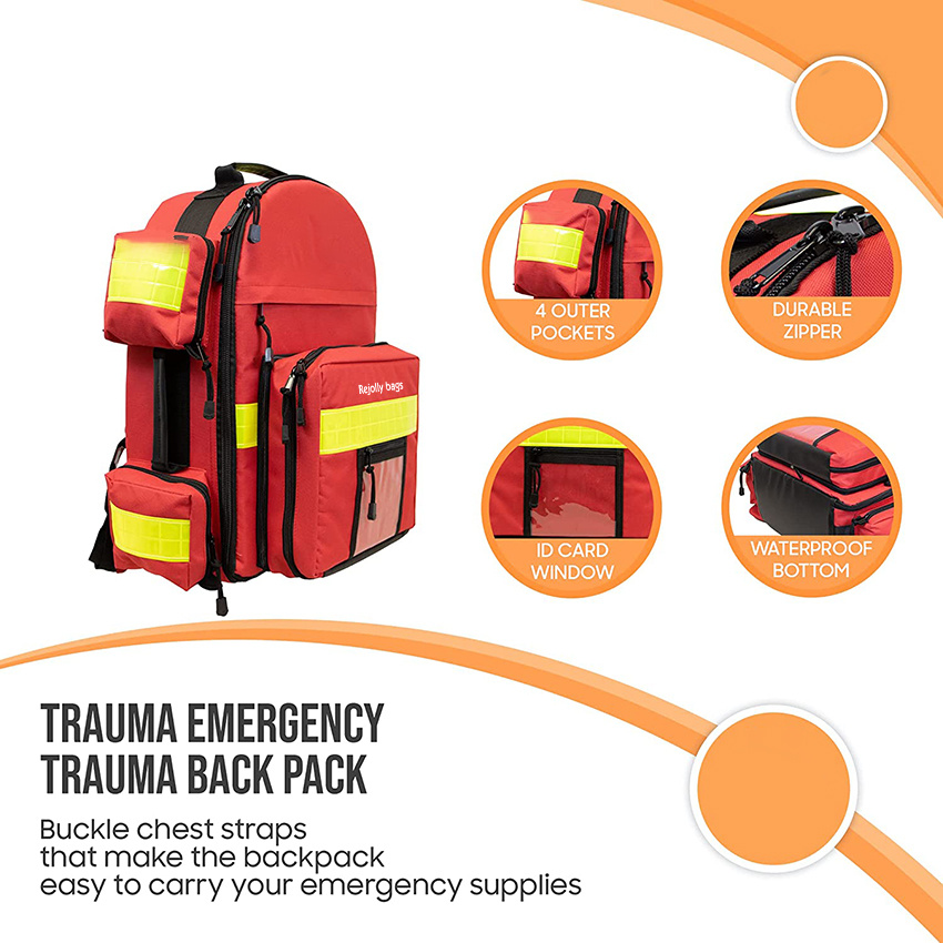 Trauma Emergency Medical Supplies Tactical Back Pack Bag for Holding O2 ...